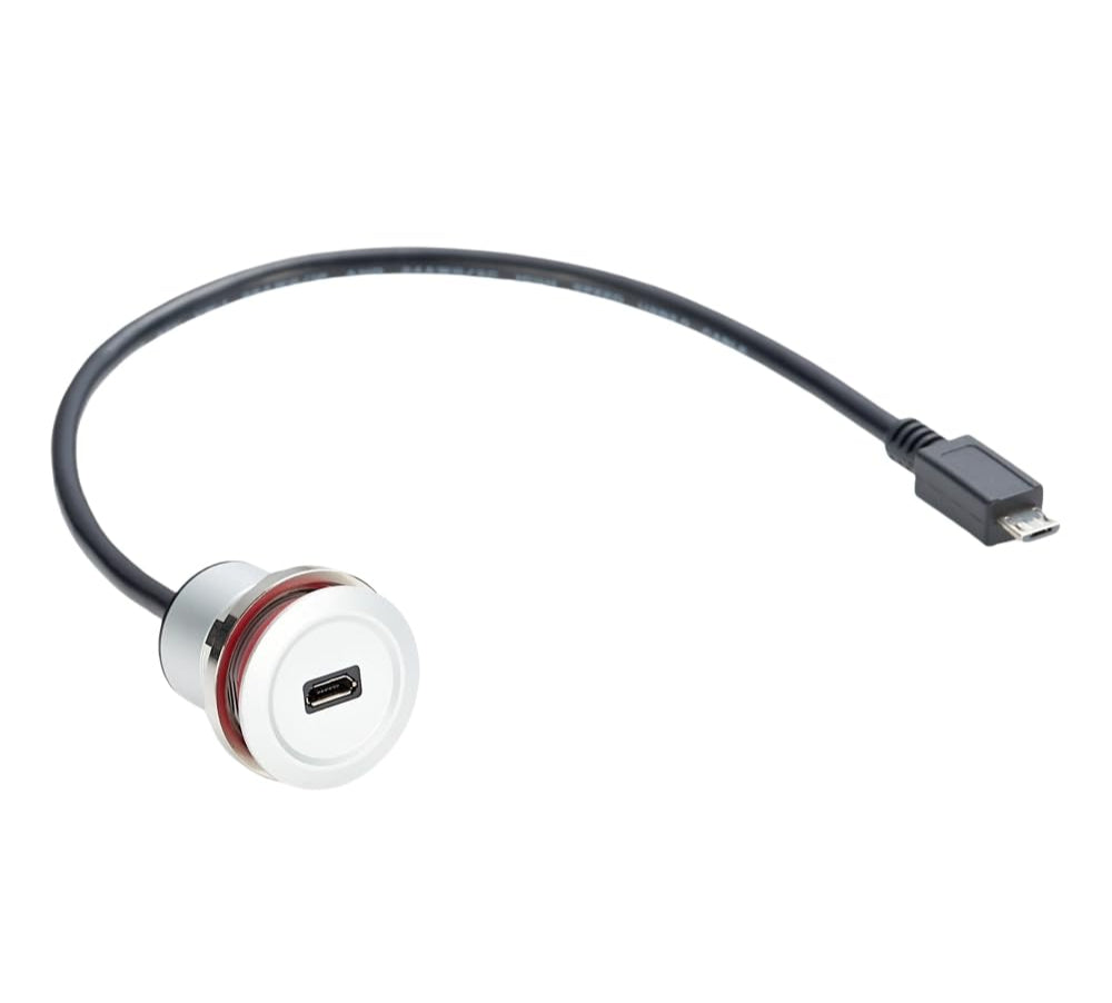 Micro USB 2.0 Threaded Fixed Mount Charging Cable, Micro USB Male to F