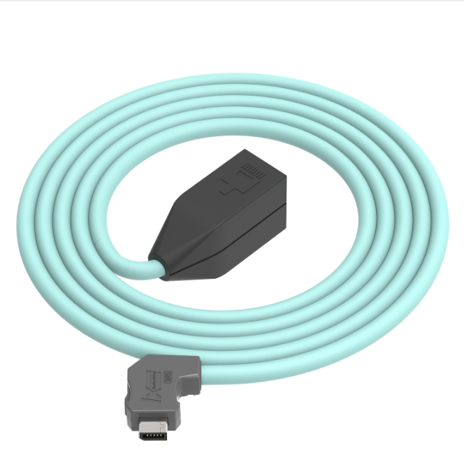 IX A-Key Upward Angled to RJ45 Female CAT6A Industrial Ethernet Cable