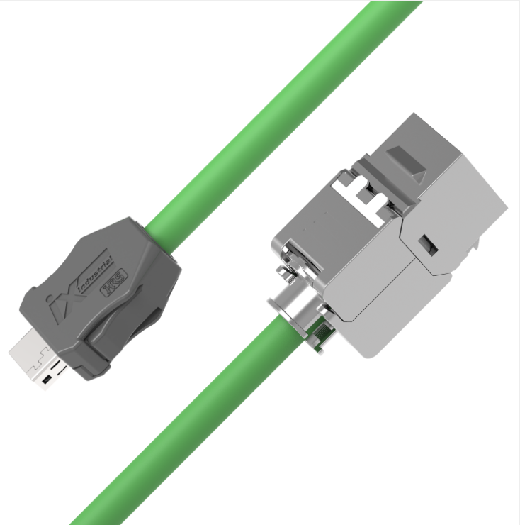 Industrial CAT6A Cable – IX B-Key to RJ45 Keystone Jack (PUR)