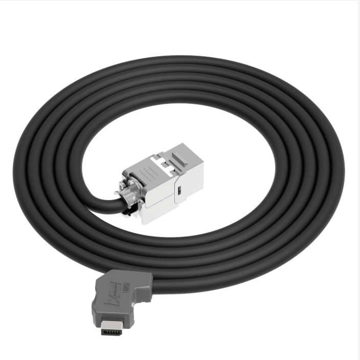 IX Industrial CAT6A Cable – Upward Angled IX B-Key to RJ45 Keystone (PUR)