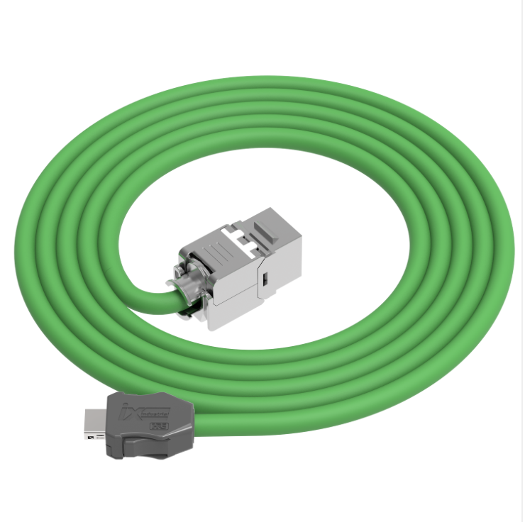 Industrial CAT6A Cable – IX B-Key to RJ45 Keystone Jack (PUR)