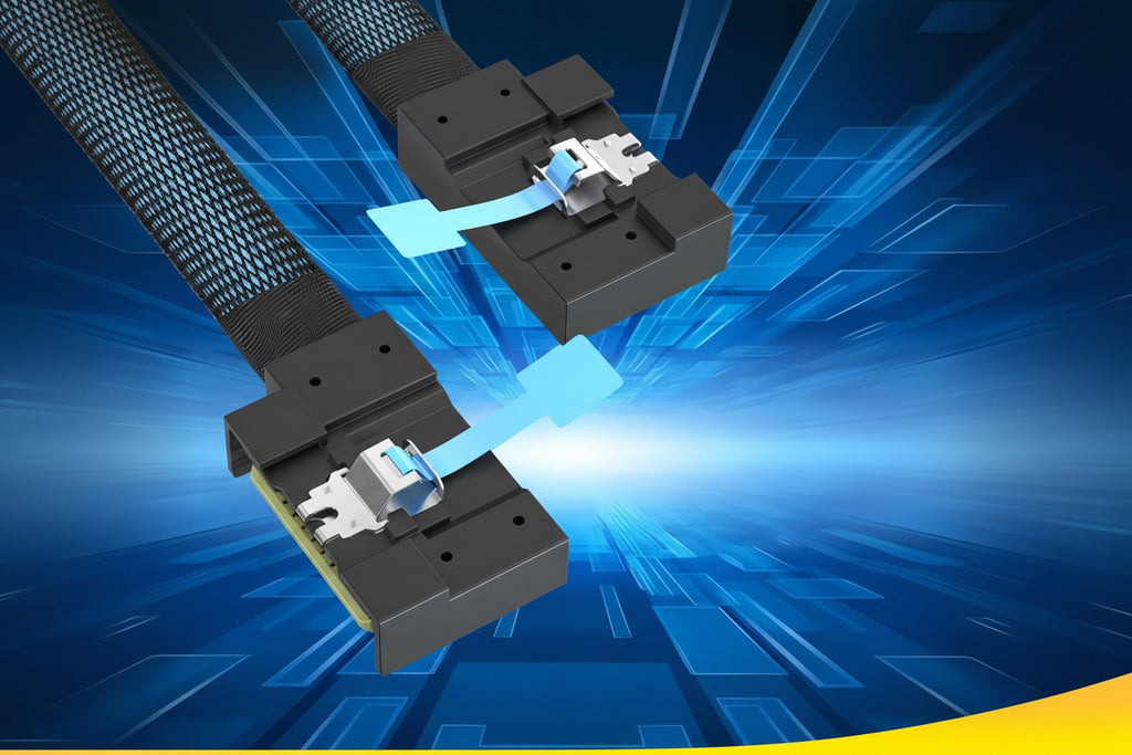 MCIO 8X PCIe Gen5 Left & Right Angle Cable for GPU & Server Storage