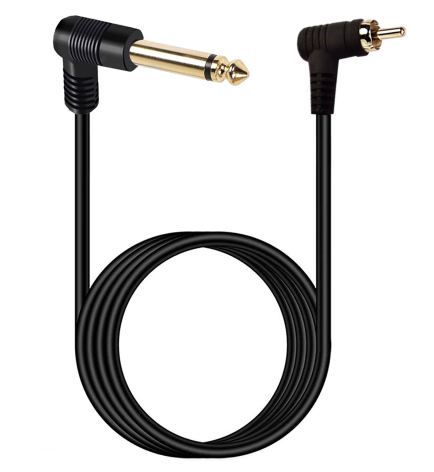 RCA to 6.35mm Audio Cable | 1/4" TS Mono Male to RCA Angled Patch Lead 2m
