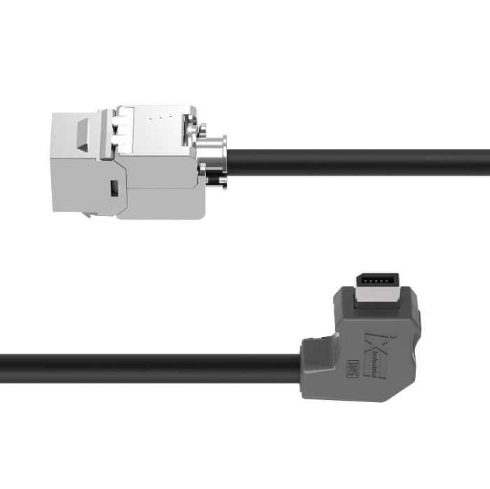 IX Industrial CAT6A Cable – Upward Angled IX B-Key to RJ45 Keystone (PUR)