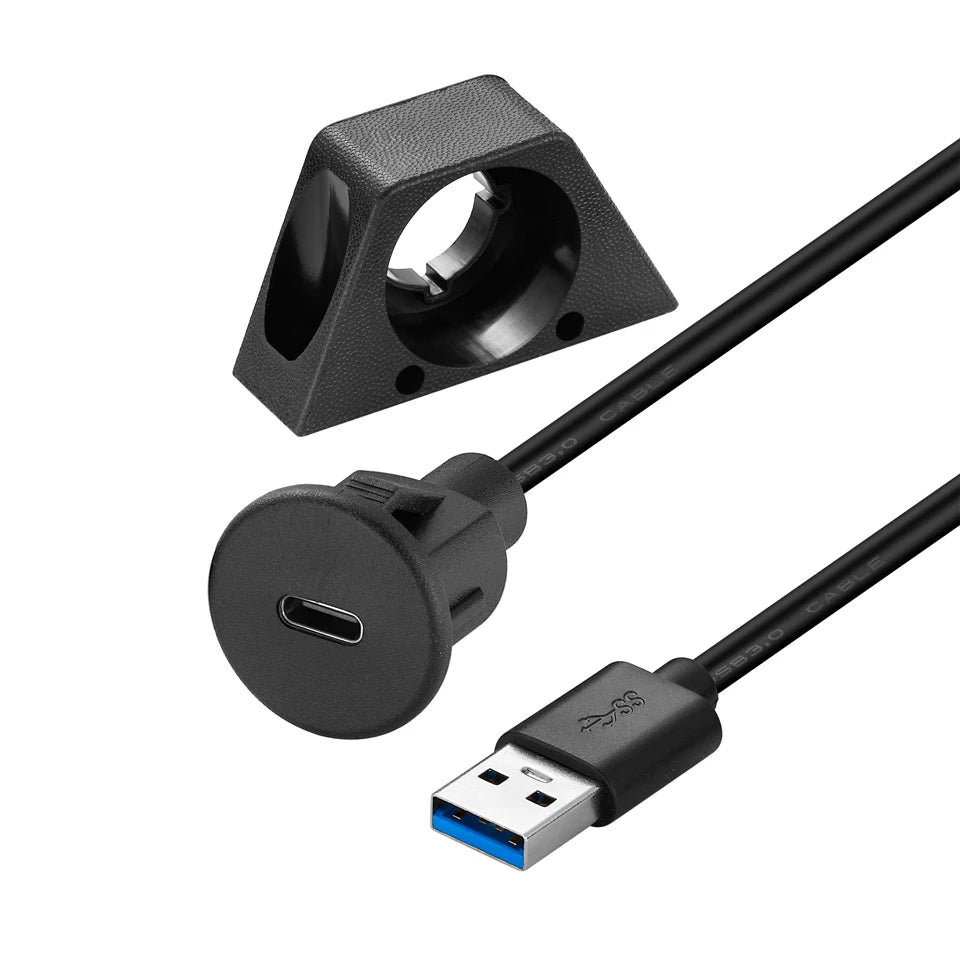 USB-A to USB-C Flush Mount Extension Cable | USB 3.0 Panel Mount for ...