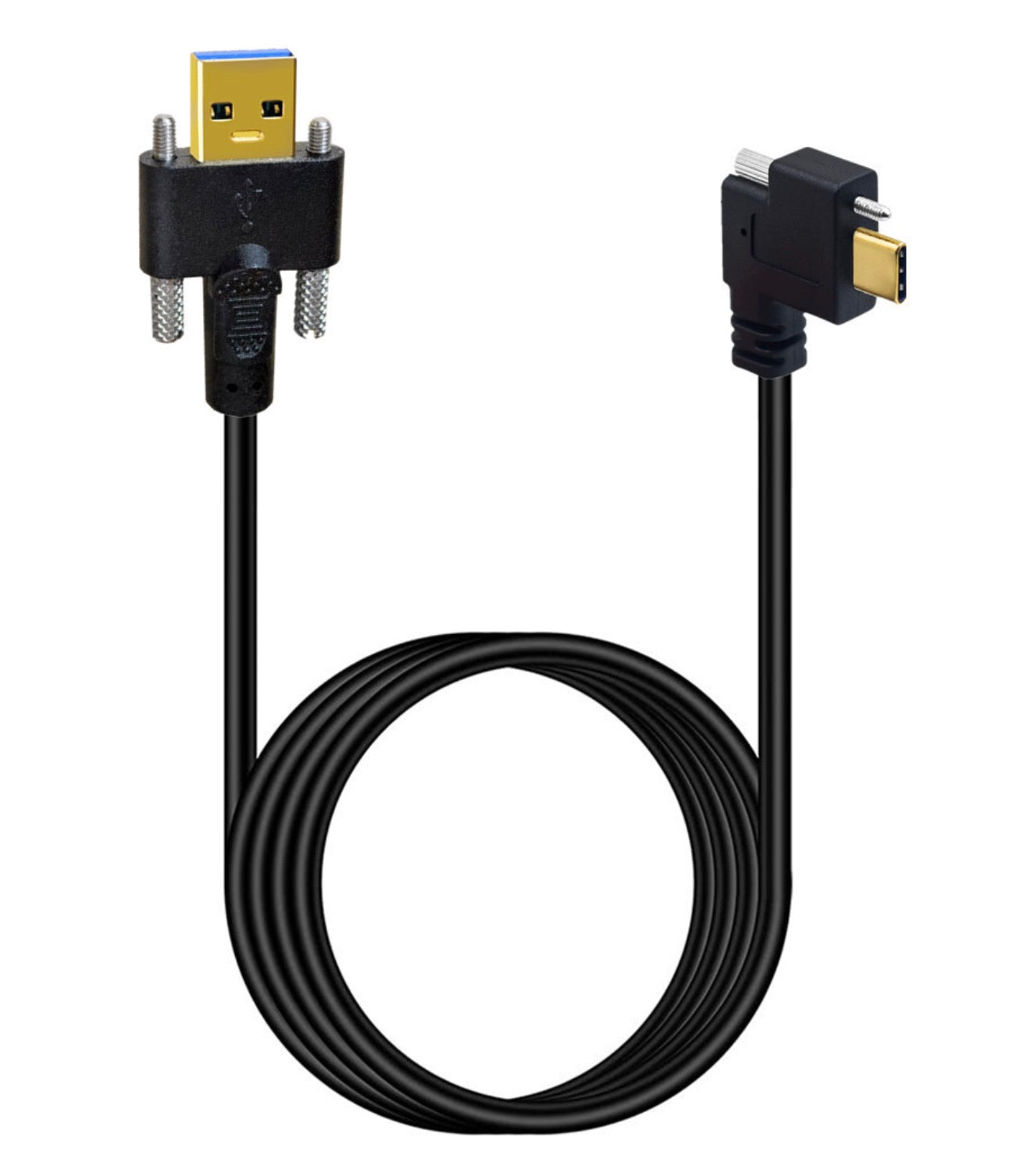 USB-C to USB-A Locking Screw Cable | Secure USB 3.0 Data Lead