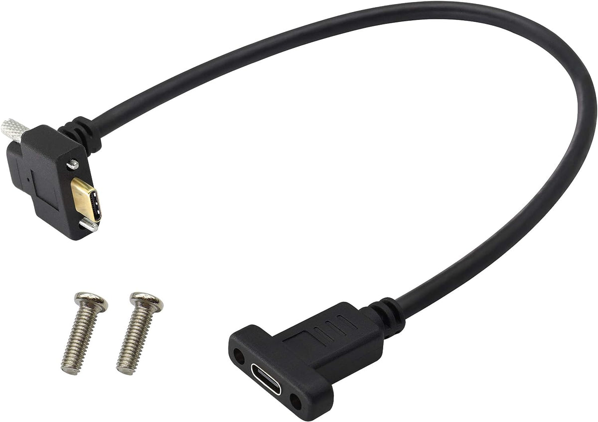 Dual Screw Locking USB C Male to Female Panel Mount Extension Cable US