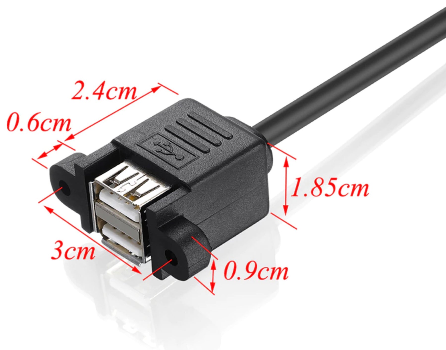 Motherboard 9 Pin Header to Dual USB 2.0 Female Panel Mount Data Cable