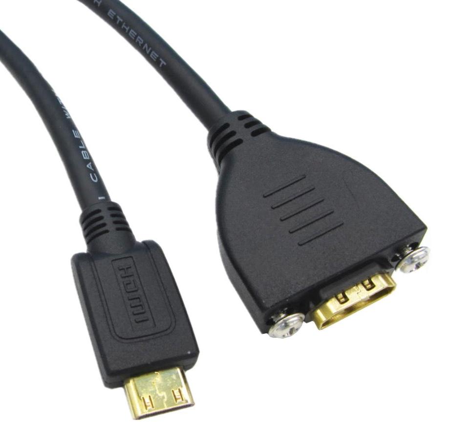 Mini HDMI Male to HDMI Female Panel Mount Extension Cable 0.5m